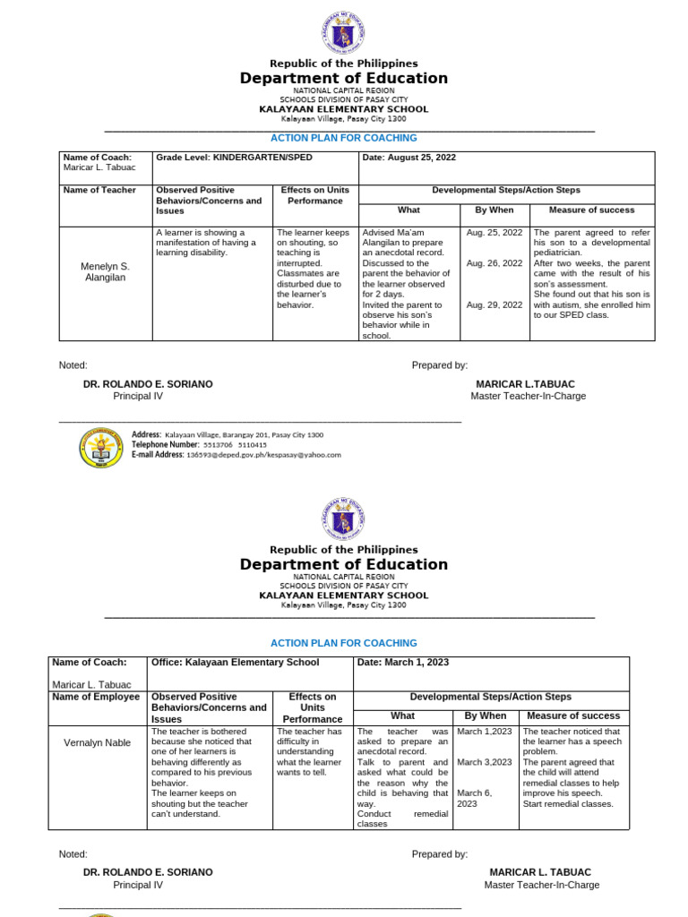 ACTION-PLAN-FOR-COACHING- edited | PDF | Behavioural Sciences | Cognition