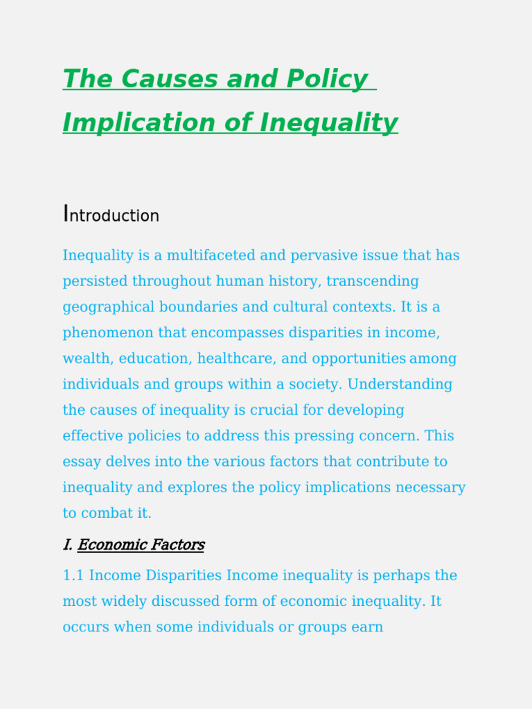The Causes and Policy Implication of Inequality | PDF | Economic Inequality | Discrimination ...