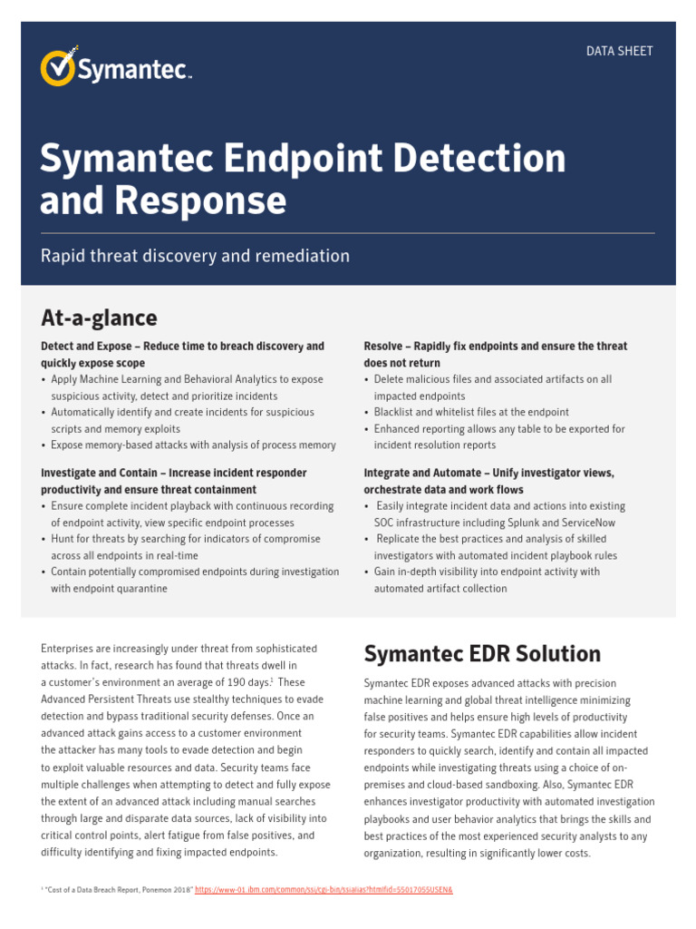 SYmantec Endpoint Detection and Response | PDF | Computer Security | Security