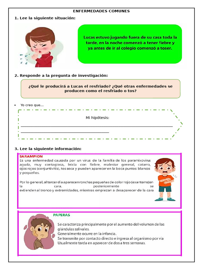 Actividades sobre Enfermedades Comunes | PDF | Filosofía | Relaciones ...