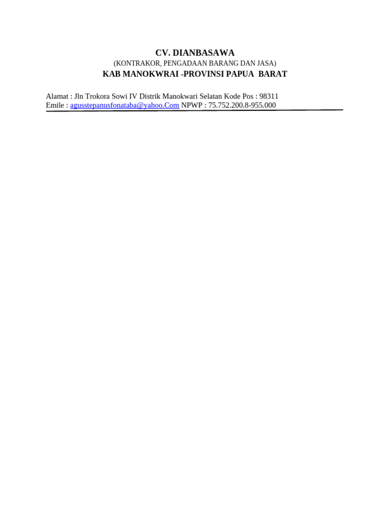 Kop Surat CV. Dianbasawa-1 | PDF