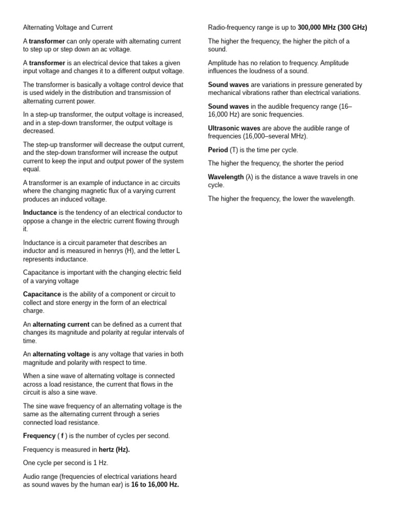 Electronics 2 Prelim Reviewer (AMA) | PDF | Inductance | Frequency