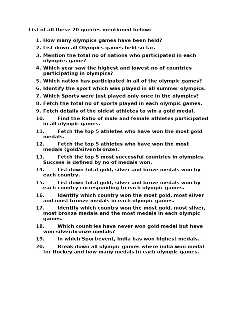 List of all these 20 queries mentioned below | PDF