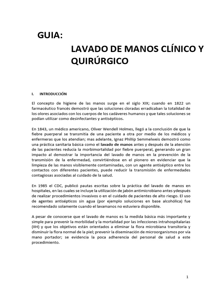 LAVADO DE MANOS CLINICO Y QUIRURGICO | PDF | Lavado de manos | Especialidades Medicas