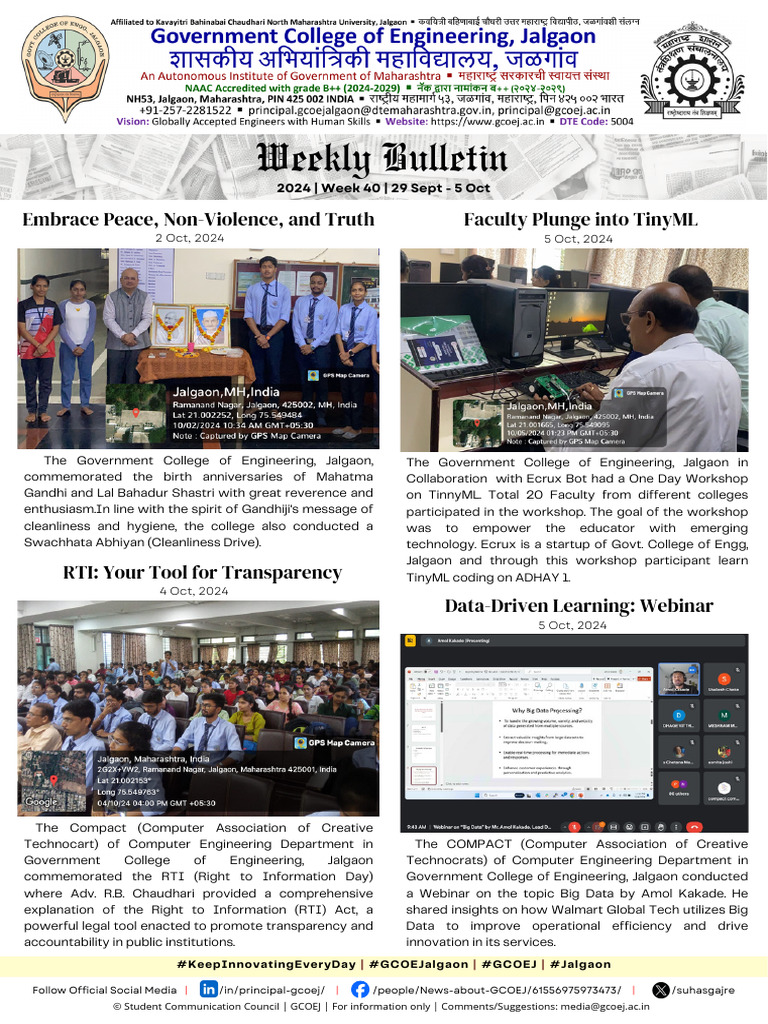 GCOEJ Events & Workshops Highlights | PDF