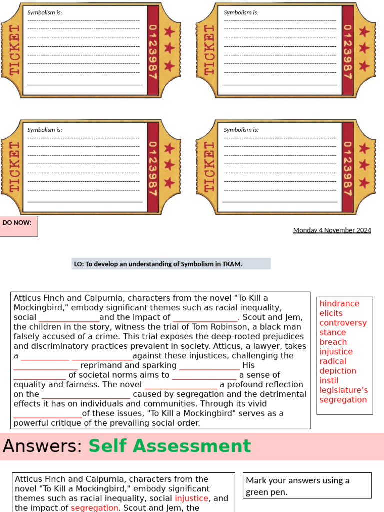 Lesson 3 Symbolism | PDF | To Kill A Mockingbird