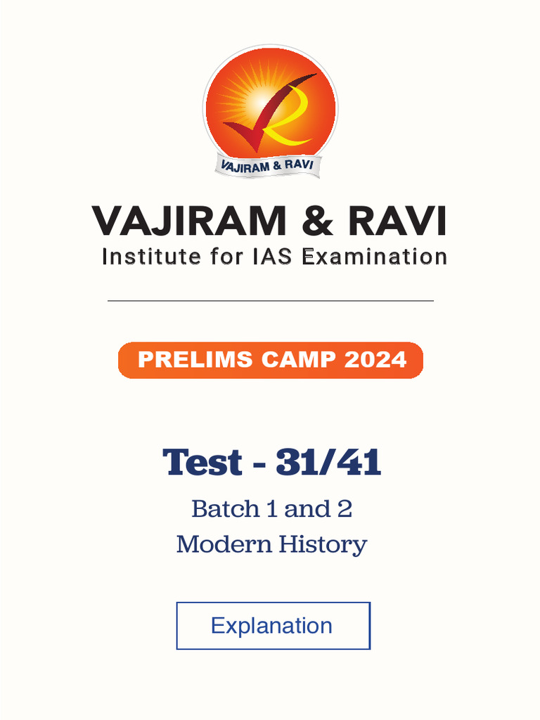 IAS Prelims 2024 Modern History Test | PDF | Resistance To The British ...