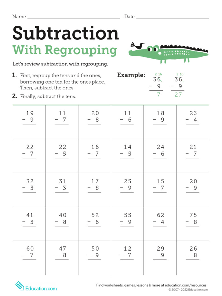 Review Subtraction Regrouping | PDF