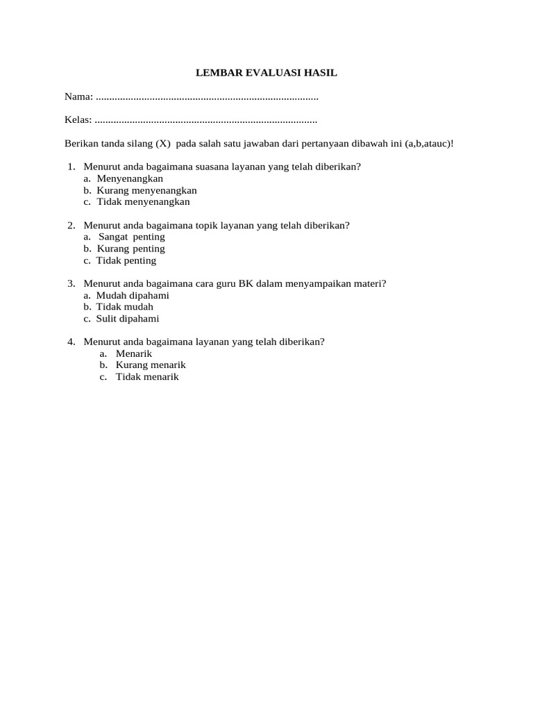 Lembar Evaluasi Hasil | PDF