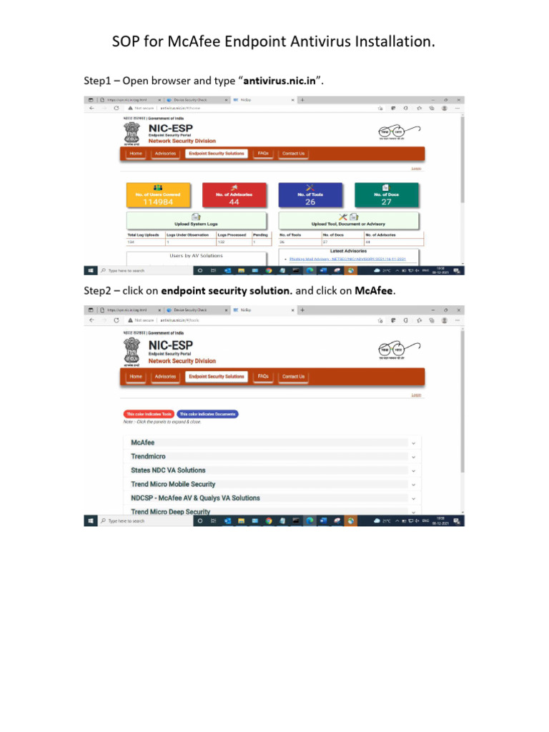 McAfee Endpoint Antivirus Installation SOP | PDF