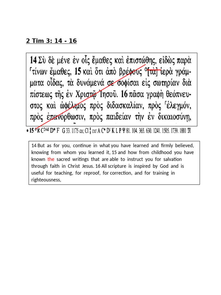 2 Tim 3 14 16 Notes | PDF | Wellness
