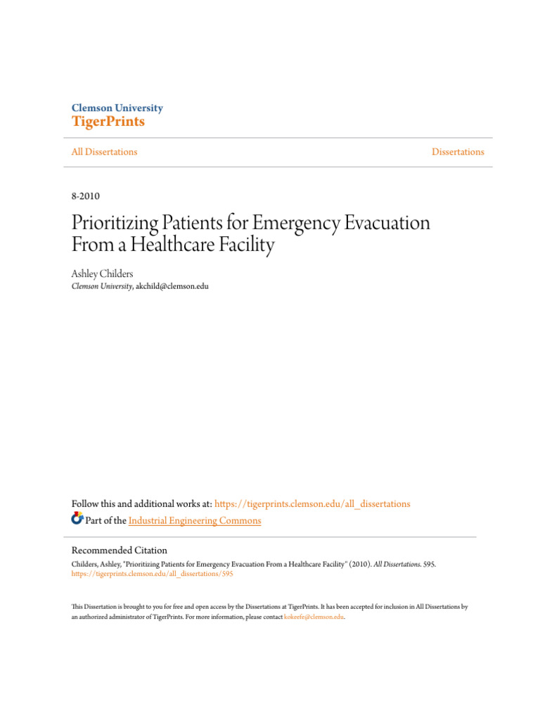 Prioritizing Patients For Emergency Evacuation From A Healthcare | PDF ...