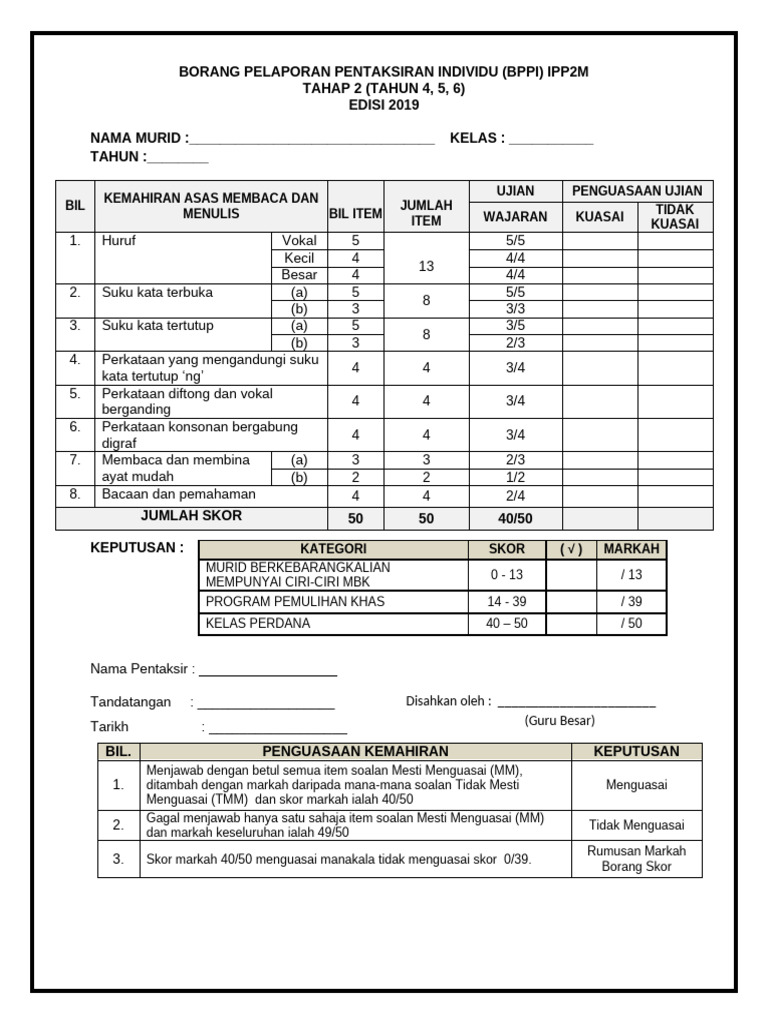 1.3 Borang BPPI IPP2M Tahap 2 Edisi 2019 2906SS19 | PDF