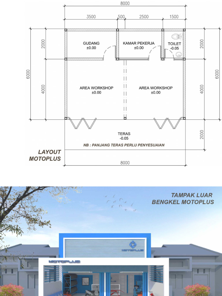 DESAIN LAYOUT BENGKEL Motor Plus | PDF