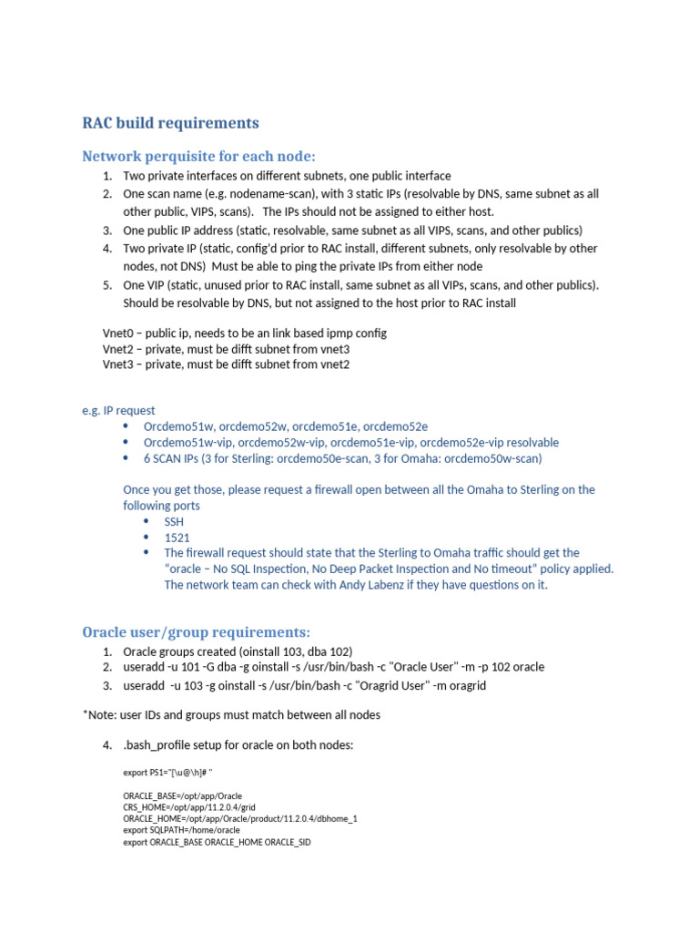 RAC build requirements | PDF | Ip Address | Domain Name System