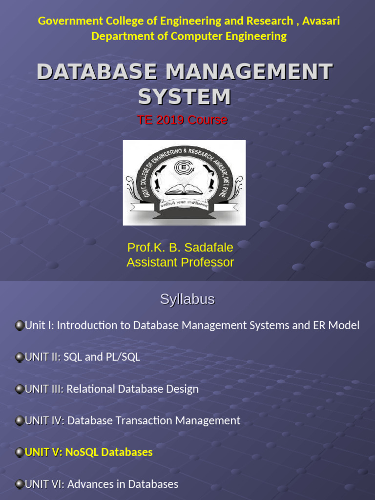 Unit V NoSQL Databases | PDF | No Sql | Databases