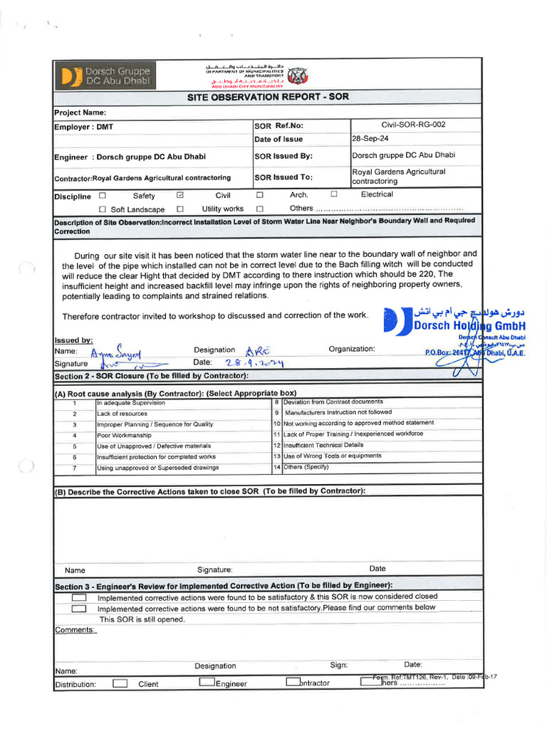 Site Observation Report - 002 | PDF