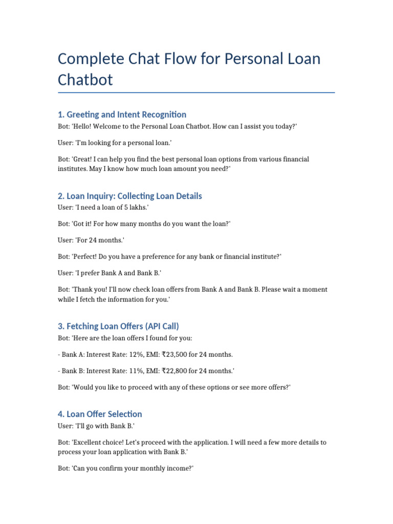 Personal Loan Chatbot Workflow | PDF | Information Technology | Cyberspace