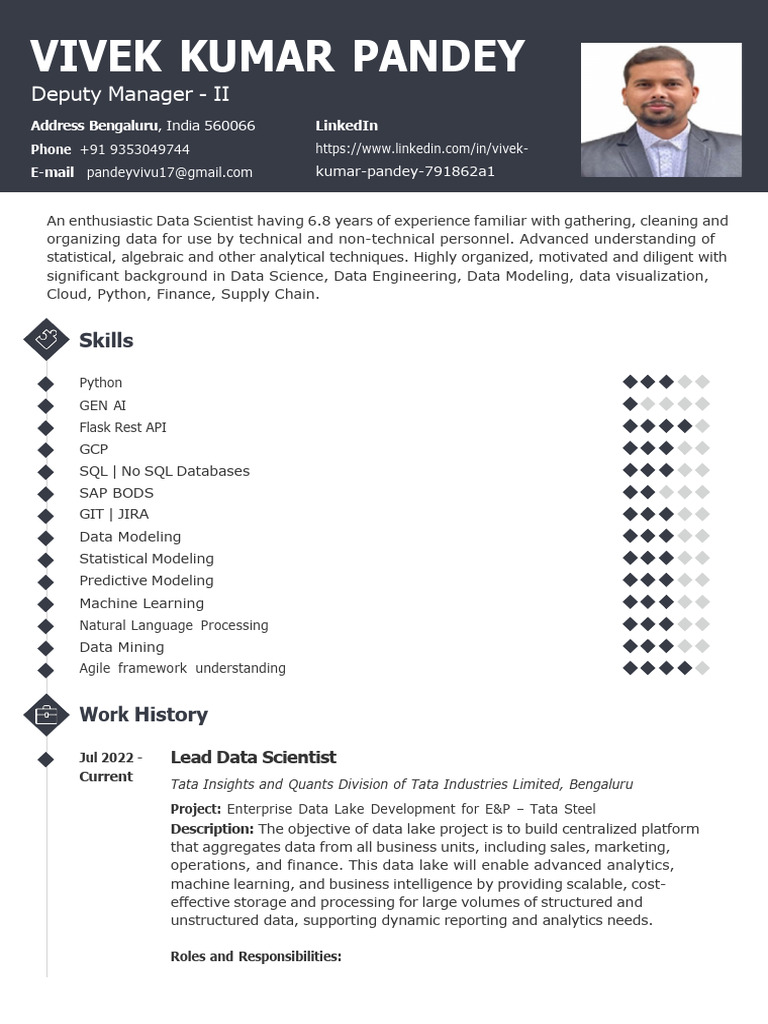Resume - VIVEK KUMAR - PANDEY | PDF | Data Science | Analytics