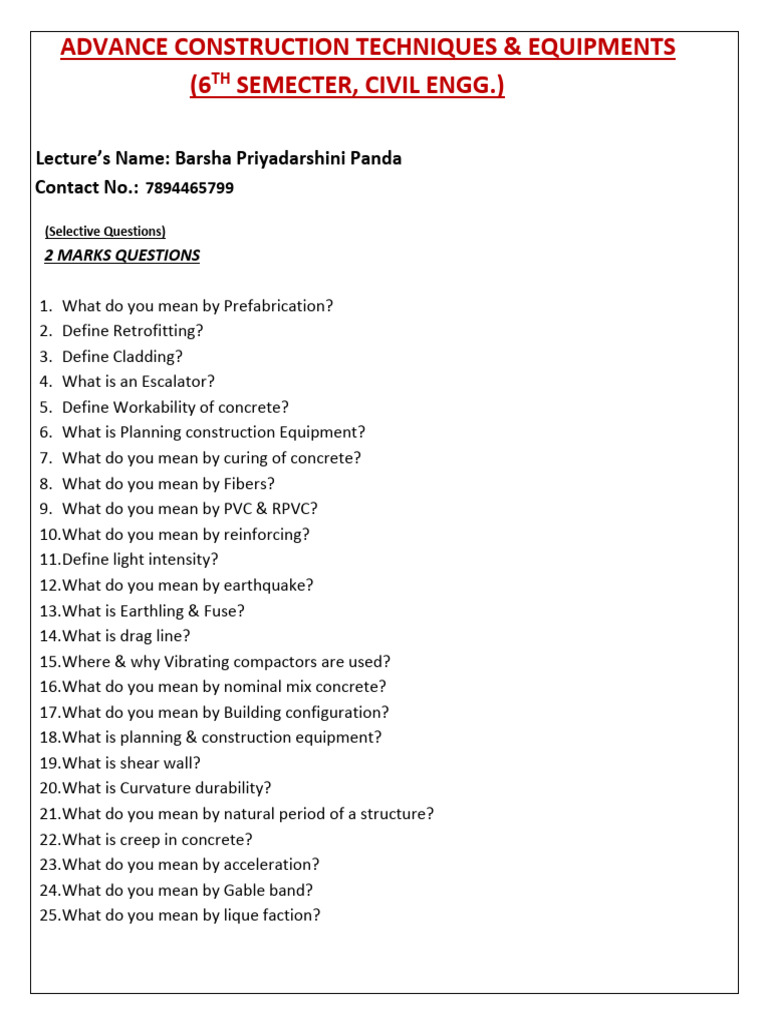 Civil Engineering Study Guide | PDF | Concrete | Building Engineering