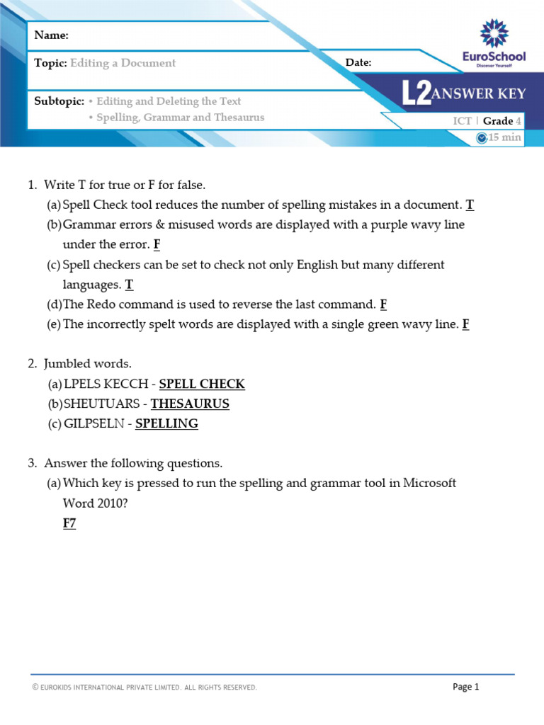 Document Editing: Spelling & Grammar Guide | PDF