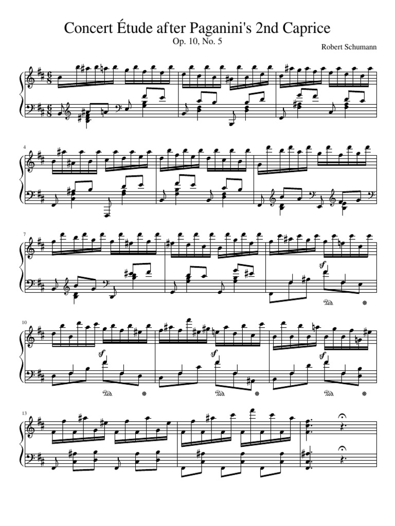485 - Robert Schumann - Concert Étude After Paganini's 2nd Caprice, Op. 10, No. 5 | PDF