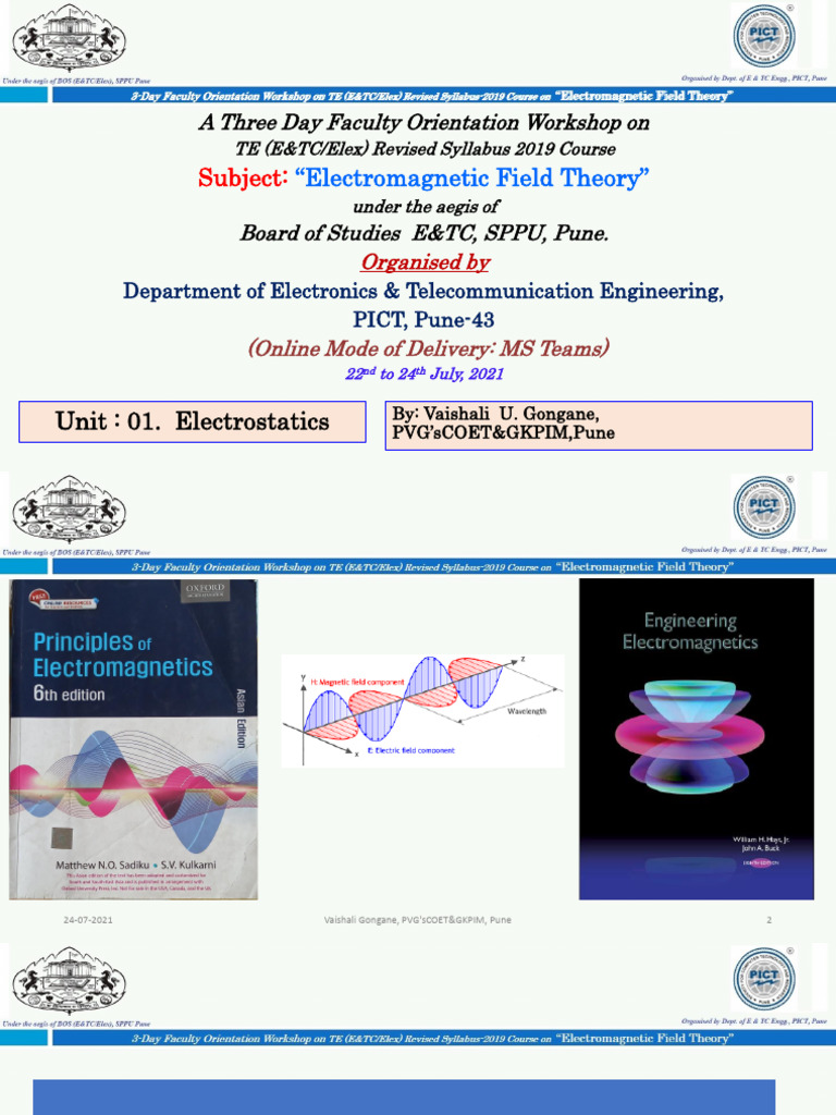 Faculty Workshop on Electromagnetic Field Theory | PDF | Electrostatics | Electrical Engineering