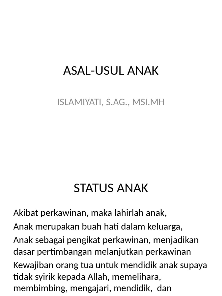 Status dan Hak Anak dalam Perkawinan | PDF | Ilmu Sosial