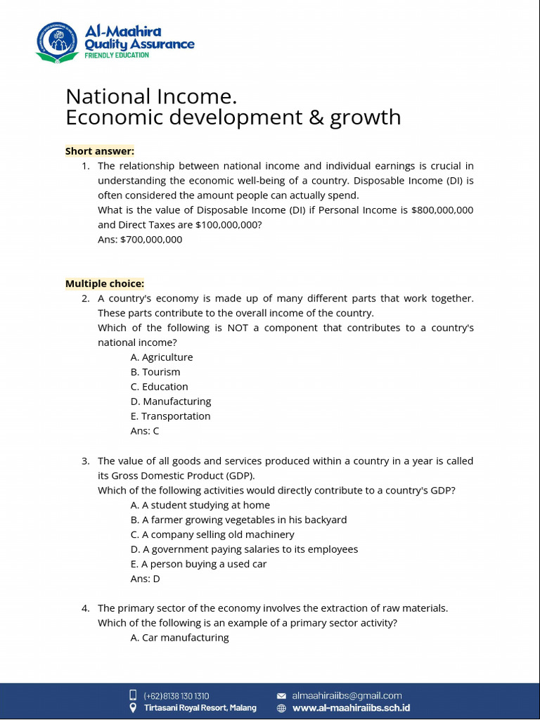 Eco 11, National Income, Economic Development & Growth | PDF | Measures ...