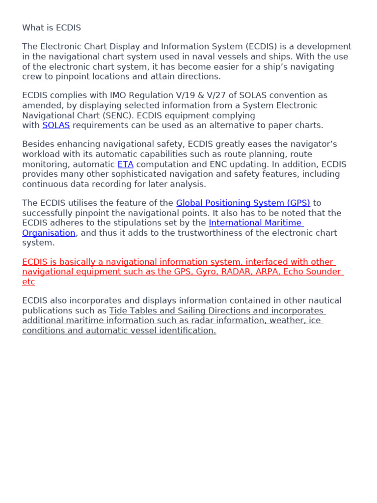 The Electronic Chart Display and Information System | PDF | Navigation
