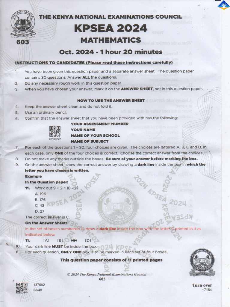 Mat Kpsea 2024 | PDF