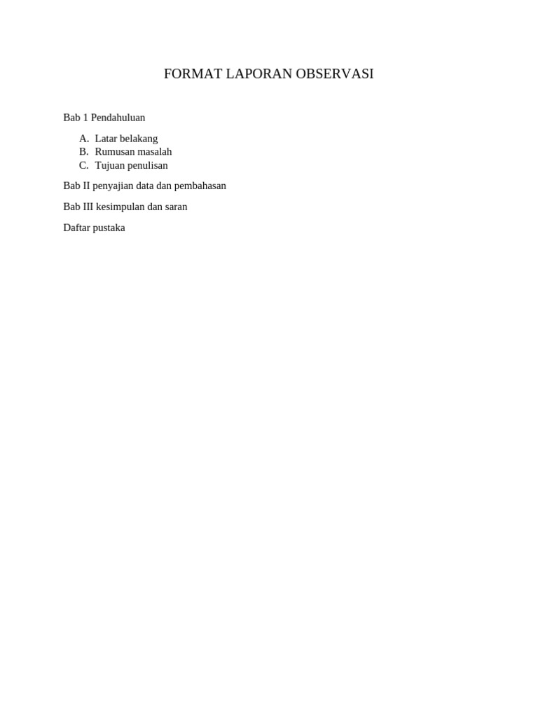 Format Laporan Observasi | PDF