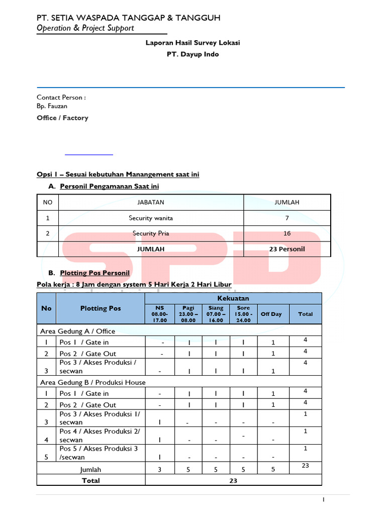 Laporan Hasil Survey Lokasi PT DAYUP INDO | PDF