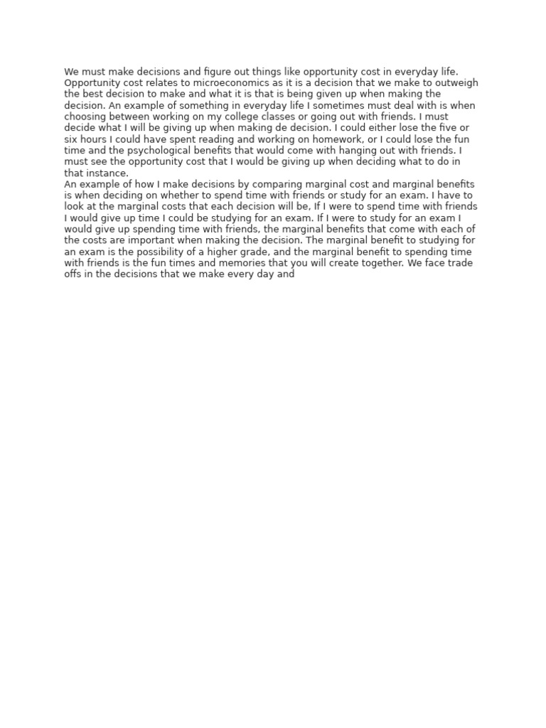 Opportunity Cost in Daily Decisions | PDF