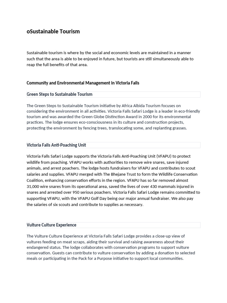 Igcse Sustainable Tourism Pdf Poaching Crime And Violence