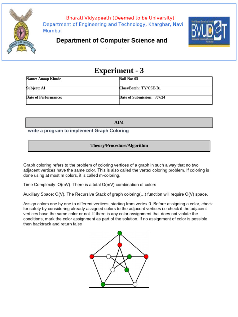 ai 3 exp | PDF | Vertex (Graph Theory) | Applied Mathematics