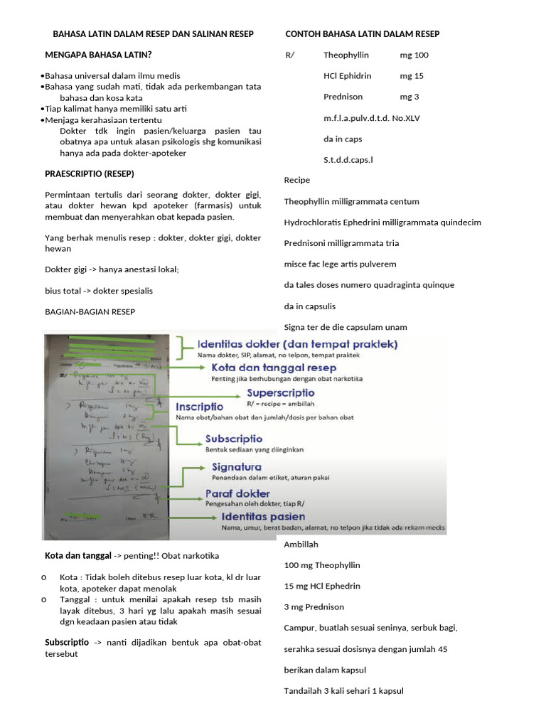 Catatan Bahasa Latin Dalam Resep Dan Salinan Resep | PDF