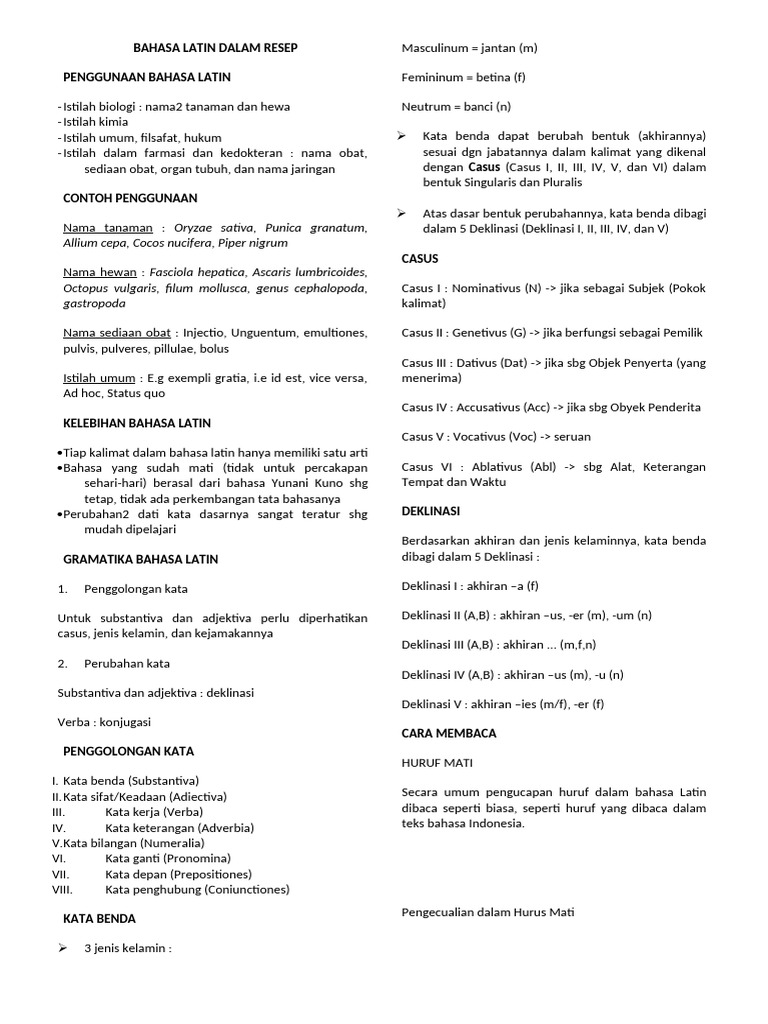 Catatan Bahasa Latin Dalam Resep Bu Mevita | PDF