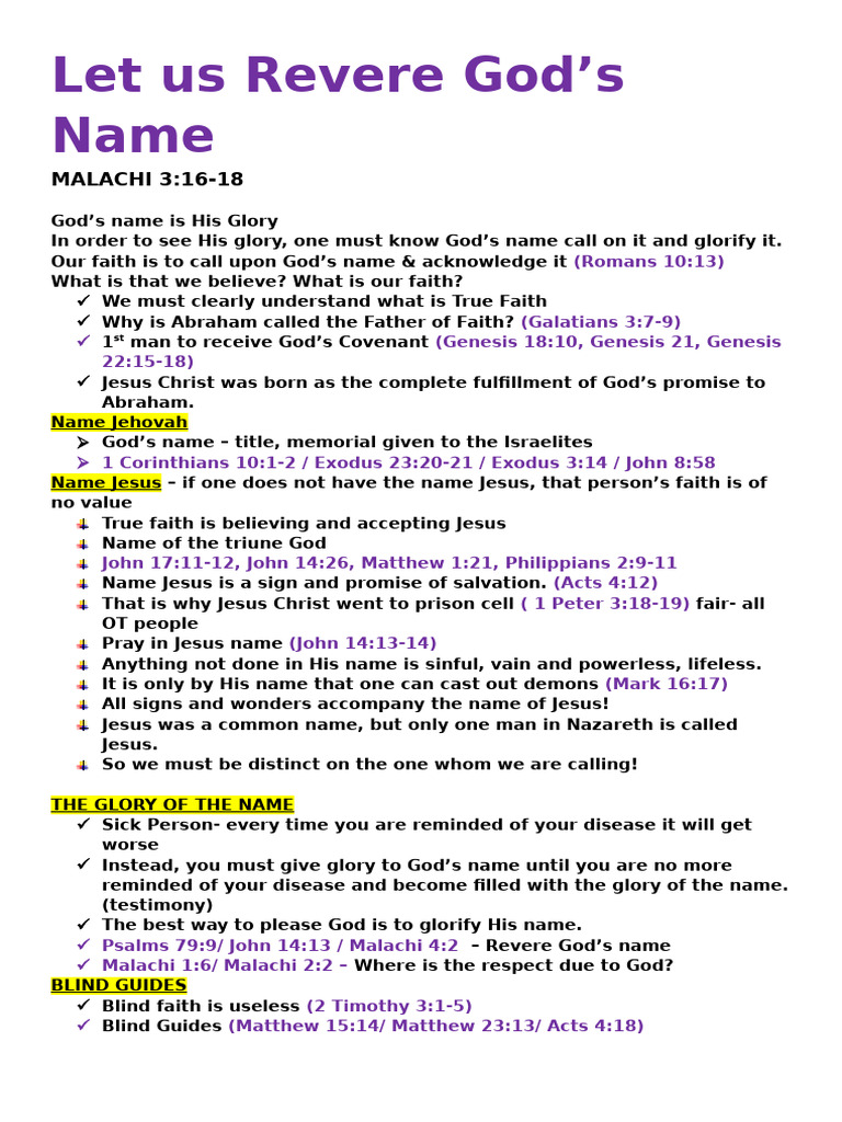 Revering God's Name and True Faith | PDF | Religion & Spirituality