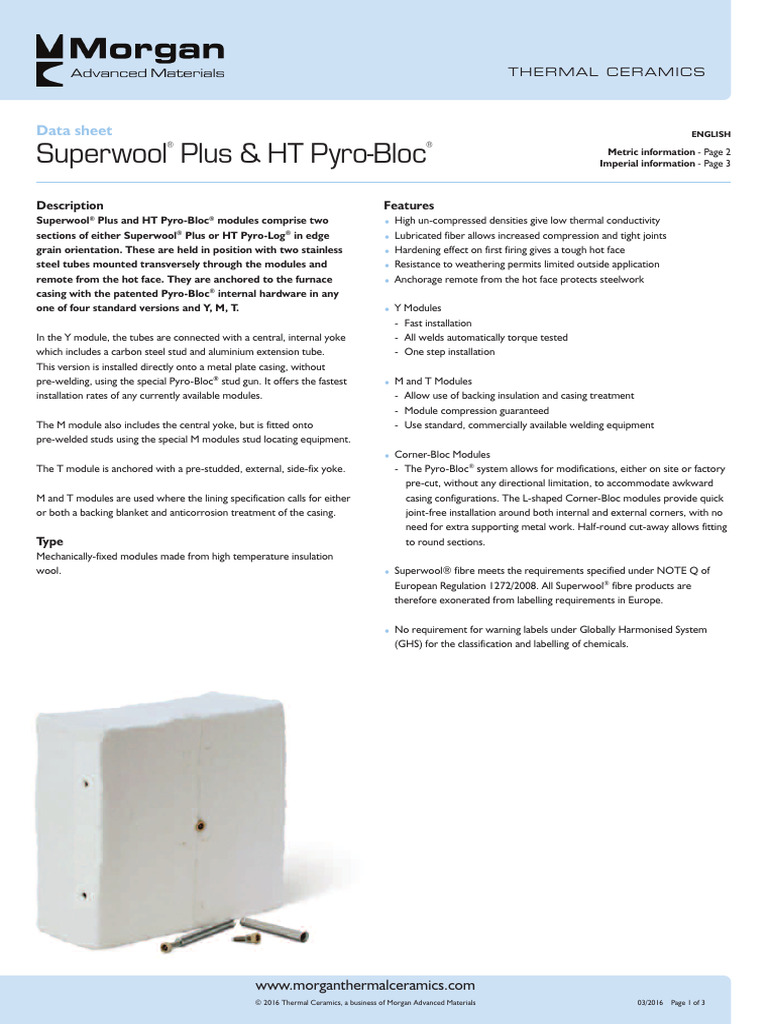 SW Pyro Bloc Data Sheet Englishsc | PDF | Industrial Processes ...