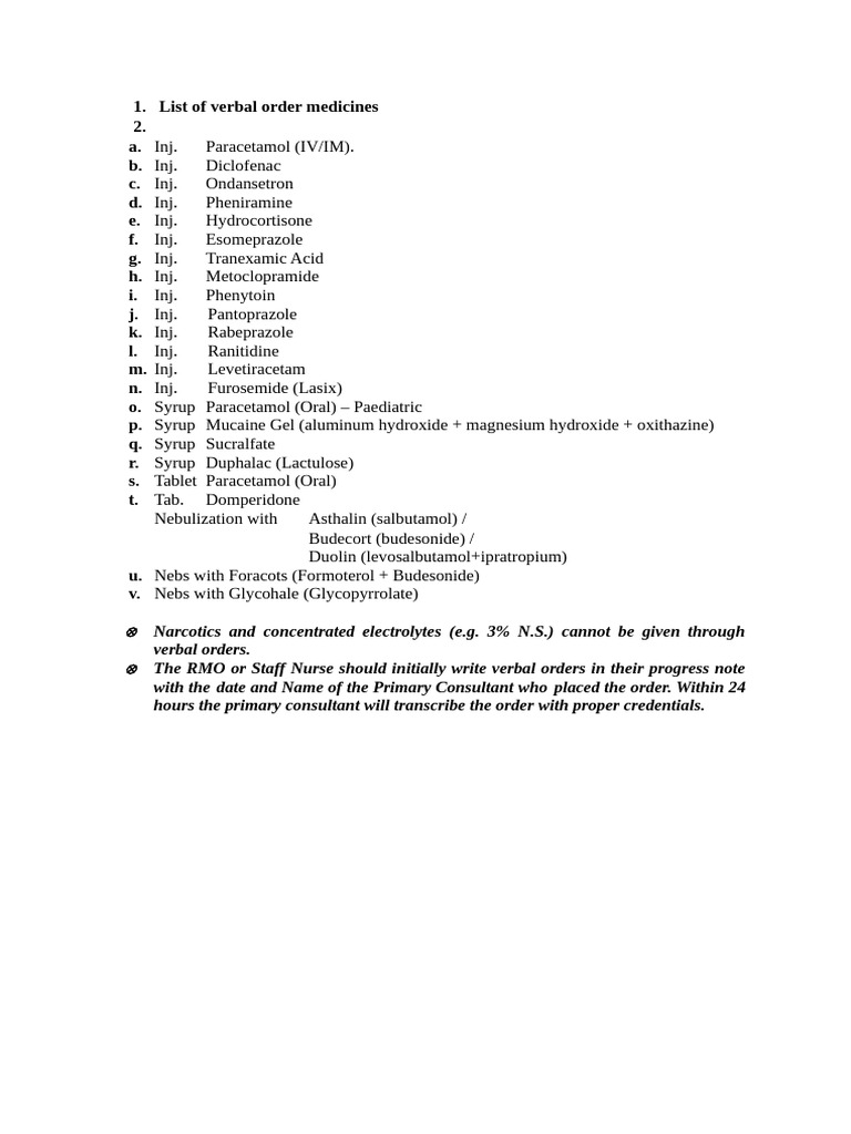 Verbal order medication | PDF