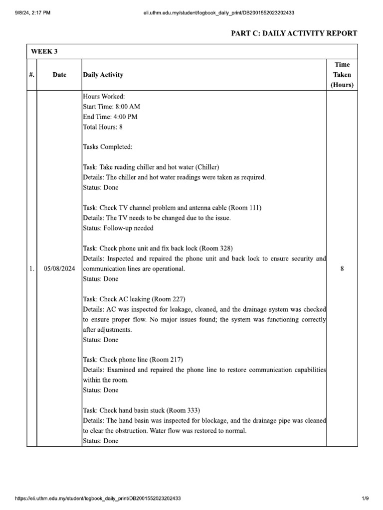 Logbook w3 db200155 | PDF