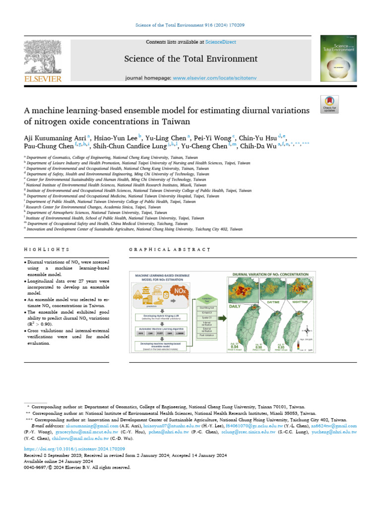 A Machine Learning Based Ensemble Model For Estimating 2024 Science Of The Pdf Air Pollution