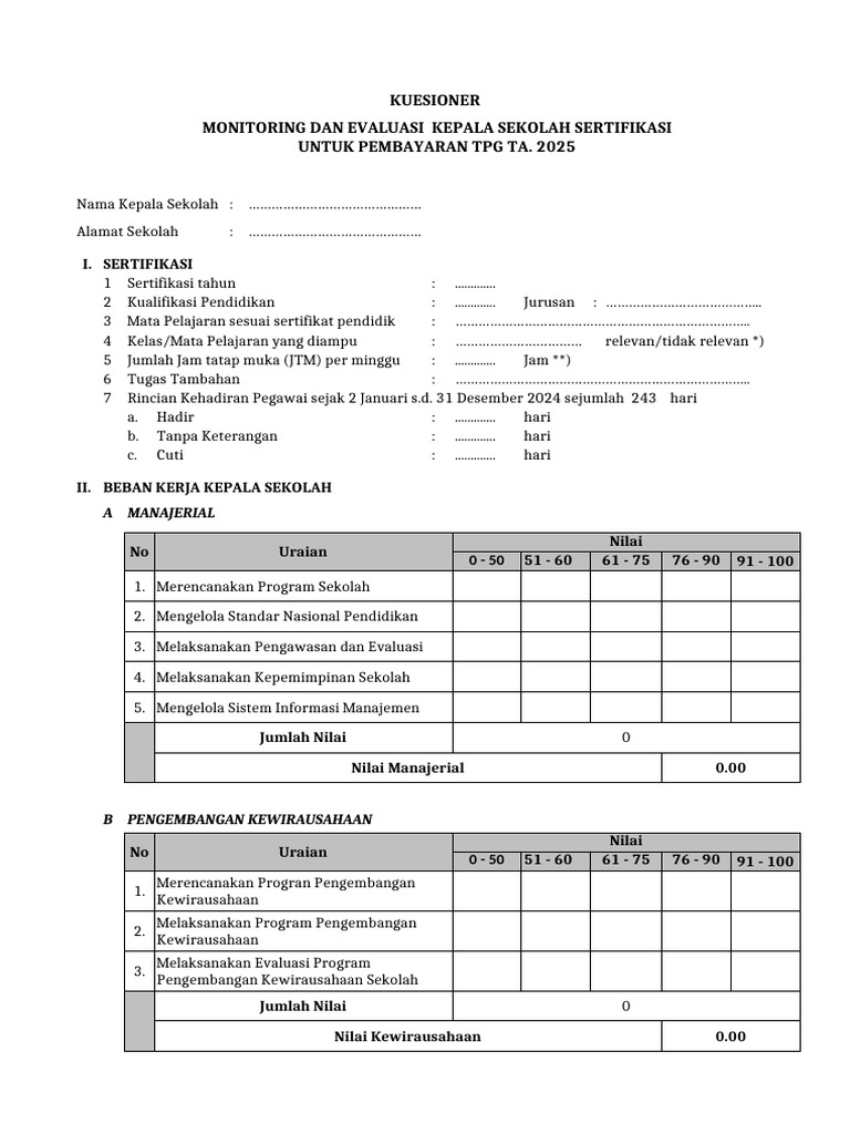 Instrumen Monev Pascasertifikasi 2024 | PDF