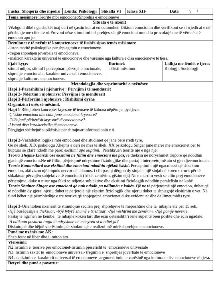 Teoritë Mbi Emocionet | PDF