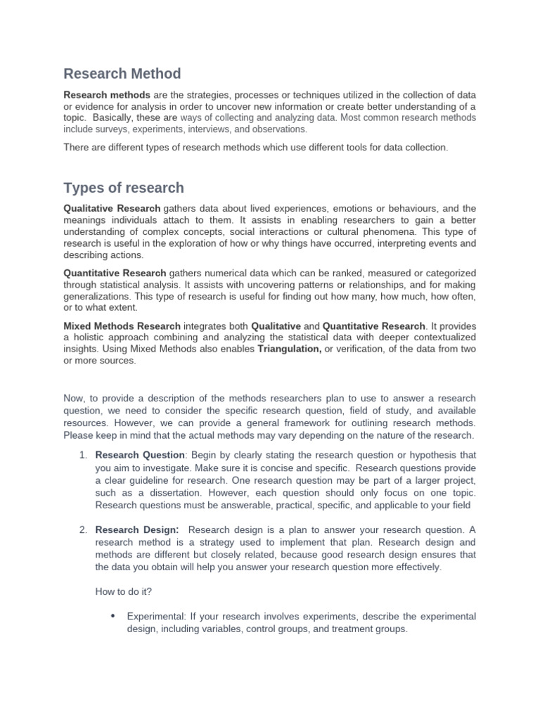 Writing Methodology for Research Papers | PDF | Methodology | Survey ...