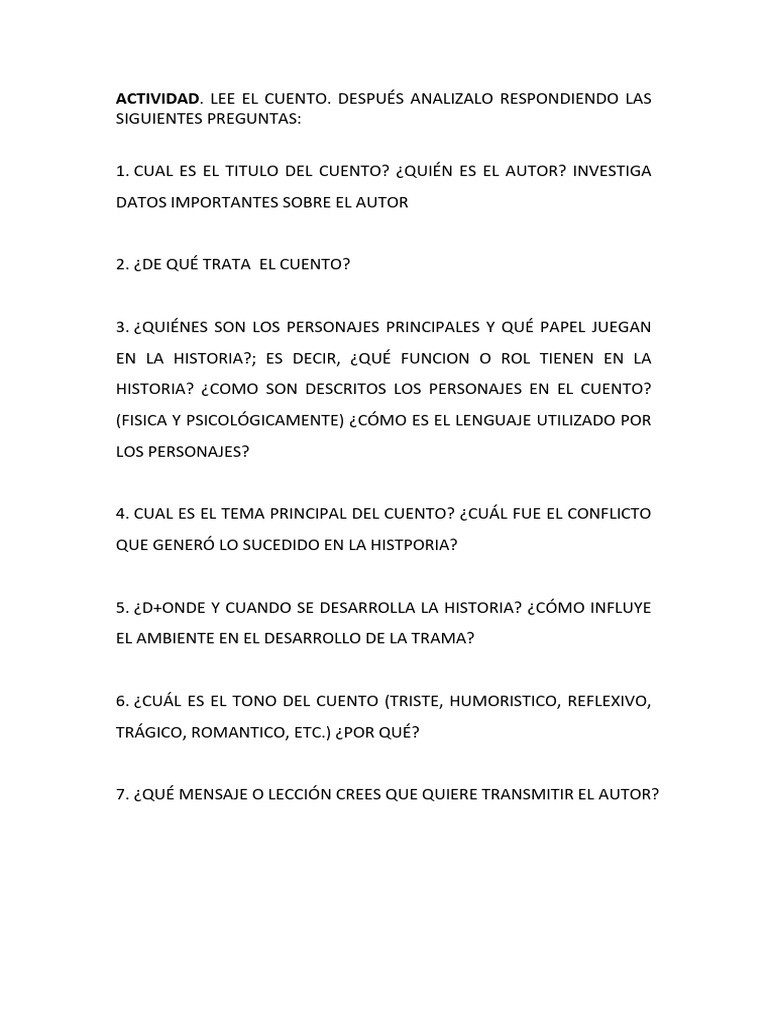 Actividad-Analisis de Cuentos | PDF