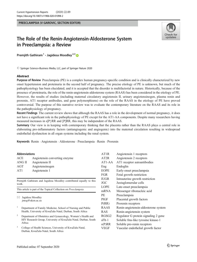 The Role of The Renin-Angiotensin-Aldosterone System, 2020 | PDF | Angiotensin | Cardiovascular ...
