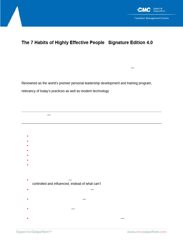 The 7 Habits of Highly Effective People Signature Edition 4.0 (May 2017 ...