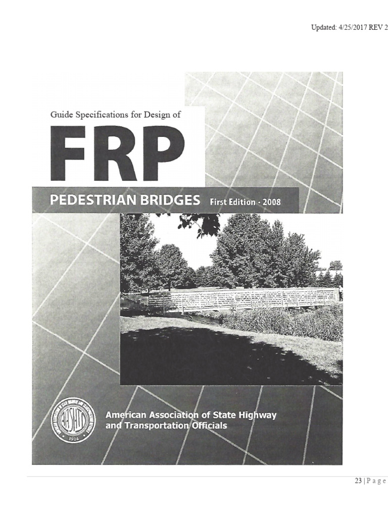 AASHTO FRP Pedestrian Bridge Manual First Edition 2008 | PDF | Computers | Technology & Engineering